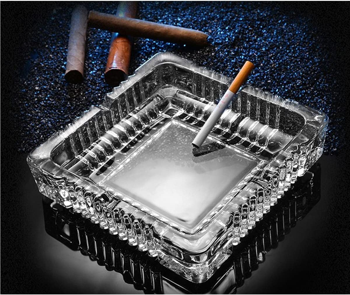 Ashtray 7 x 7 inch, Large Glass Ashtrays for Cigarettes Cigar ...
