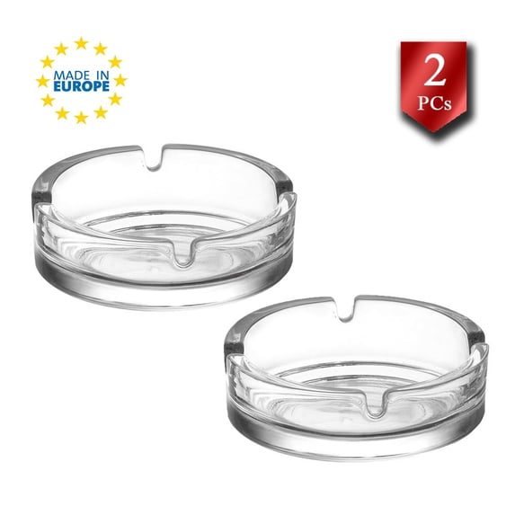 Ash Tray Sets for Cigarettes, Clear Glass Ashtray Set 0f 2, Round Large ...