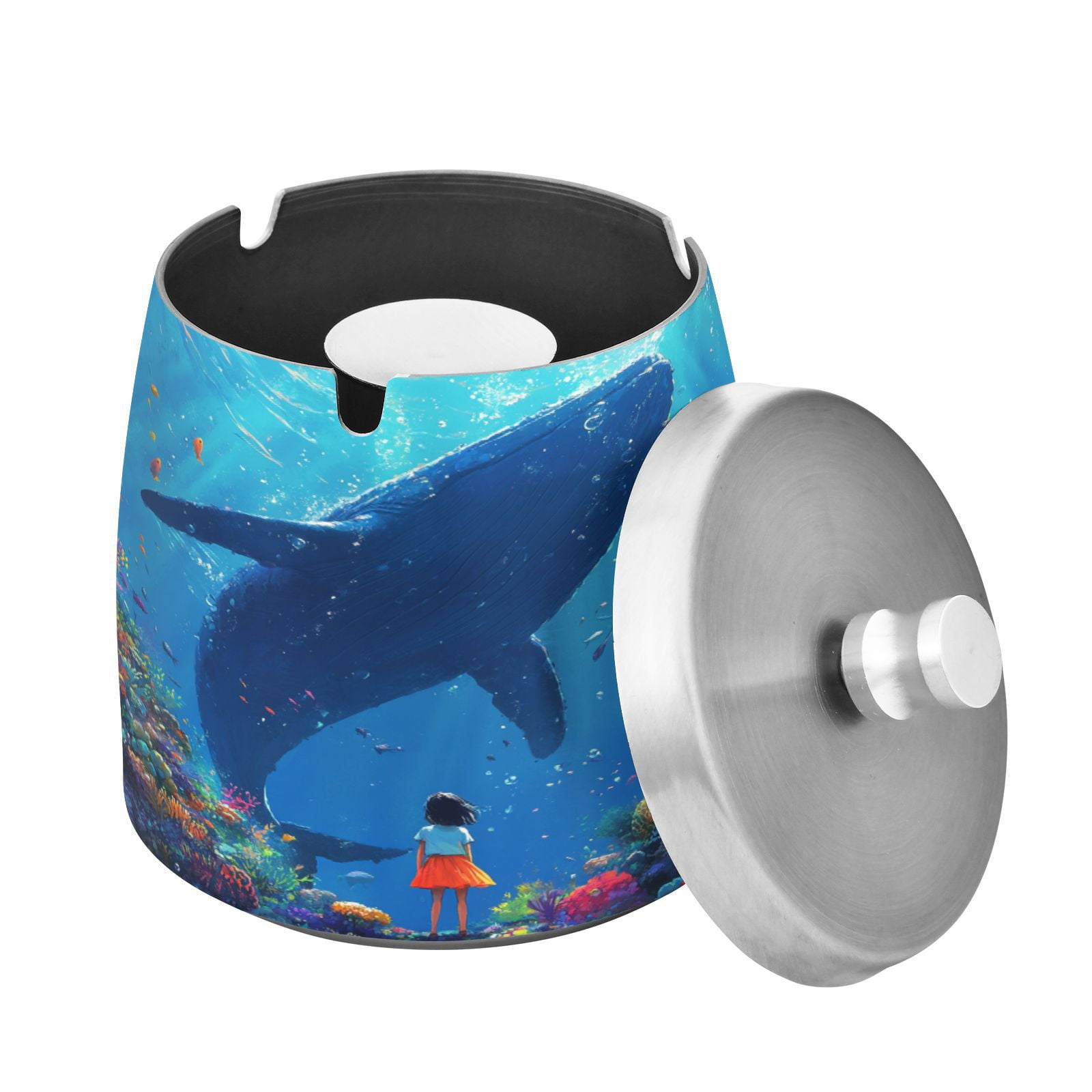 Ashtray with Lid for Cigarette, Stainless Steel Smokeless Odorless ...