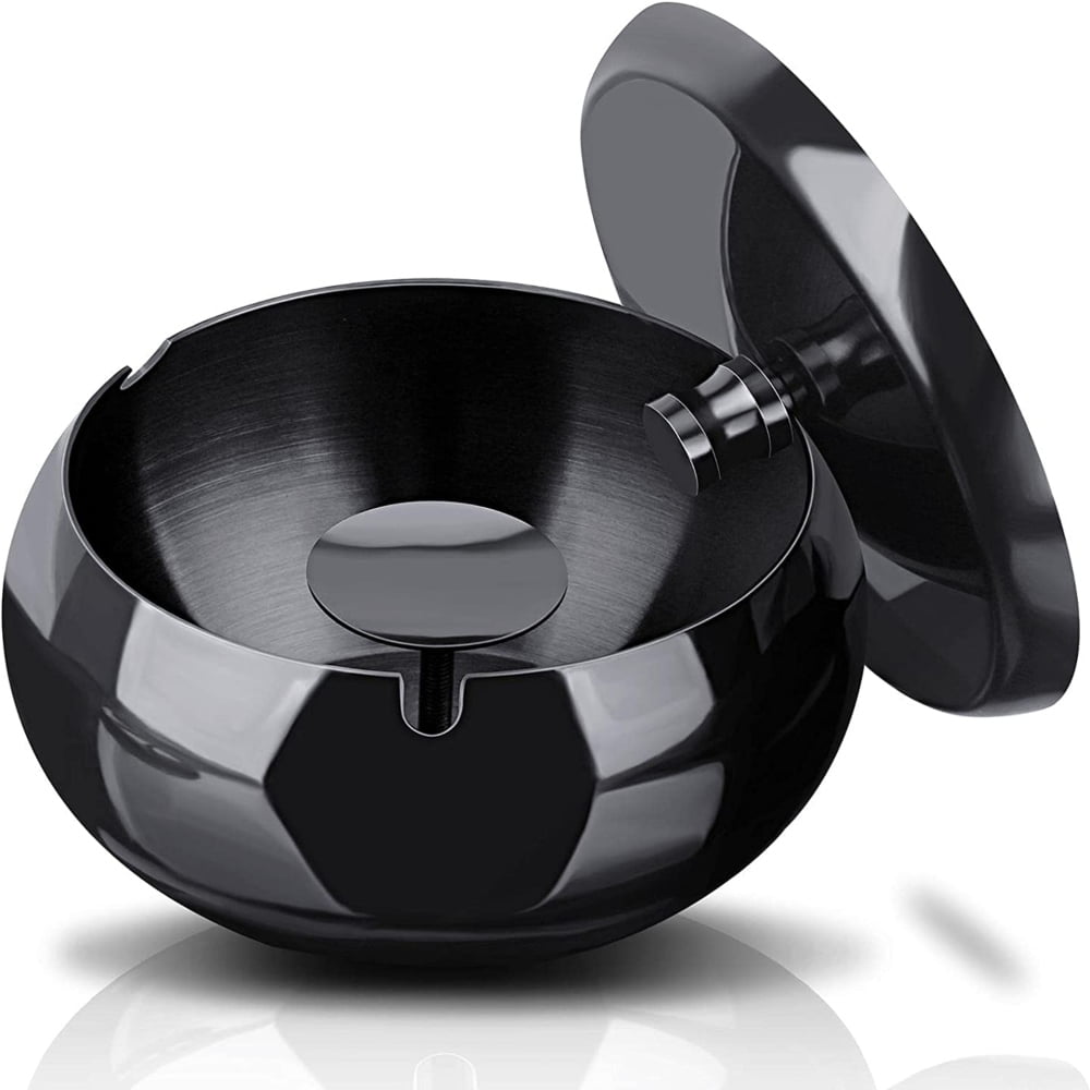Ashtray with Lid for Cigarette, Smokeless Odorless Windproof Stainless ...