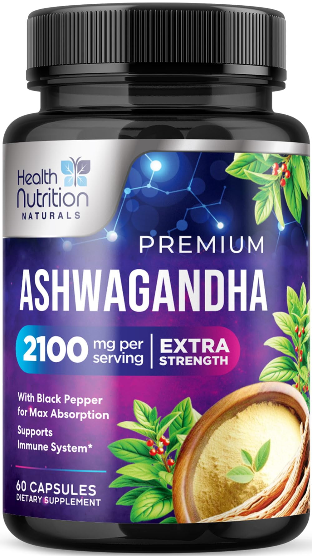 Ashwagandha Supplement 2100mg - Extra Strength Herbal Root Extract ...