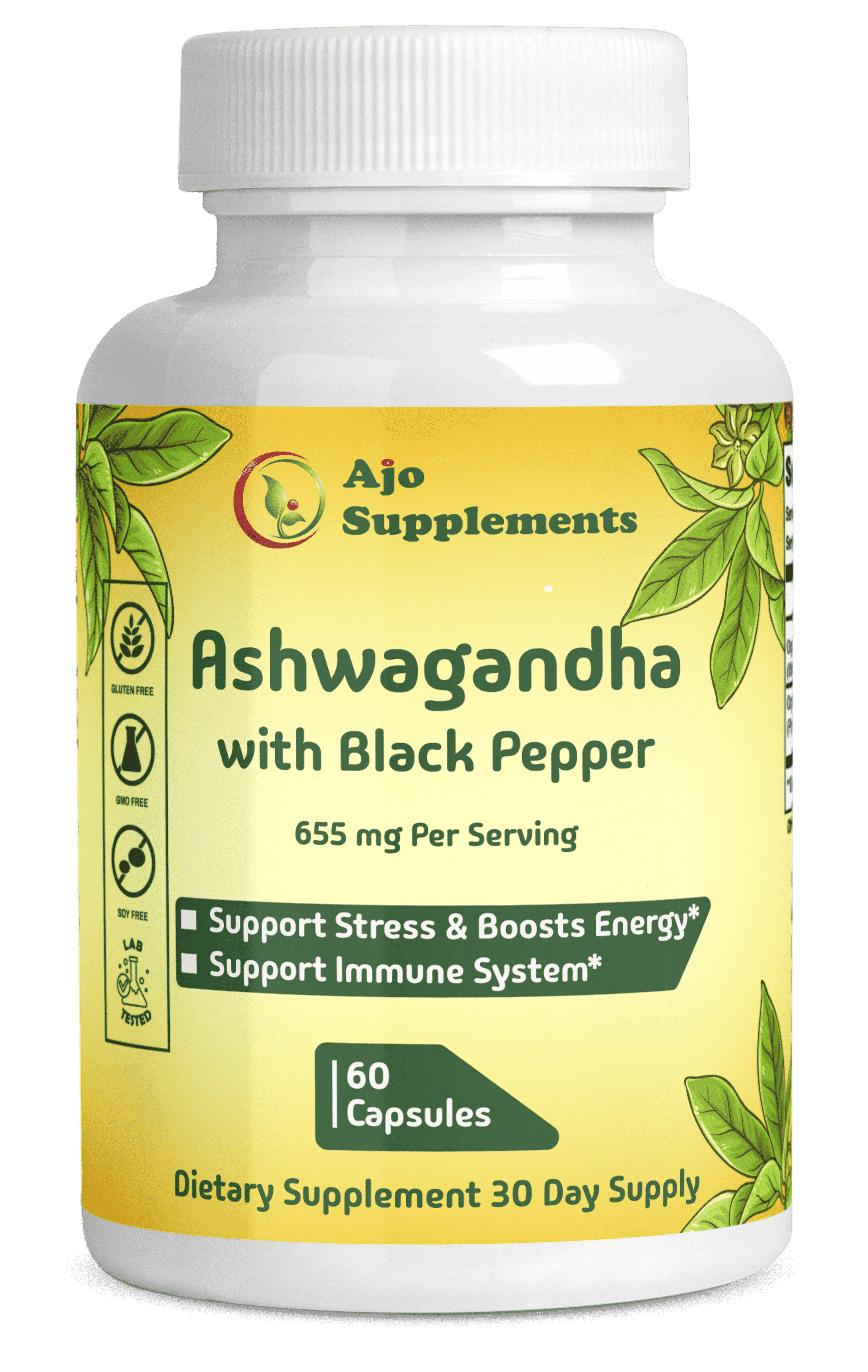 Ashwagandha Capsules 655mg with Black Pepper - Supports Anxiety ...
