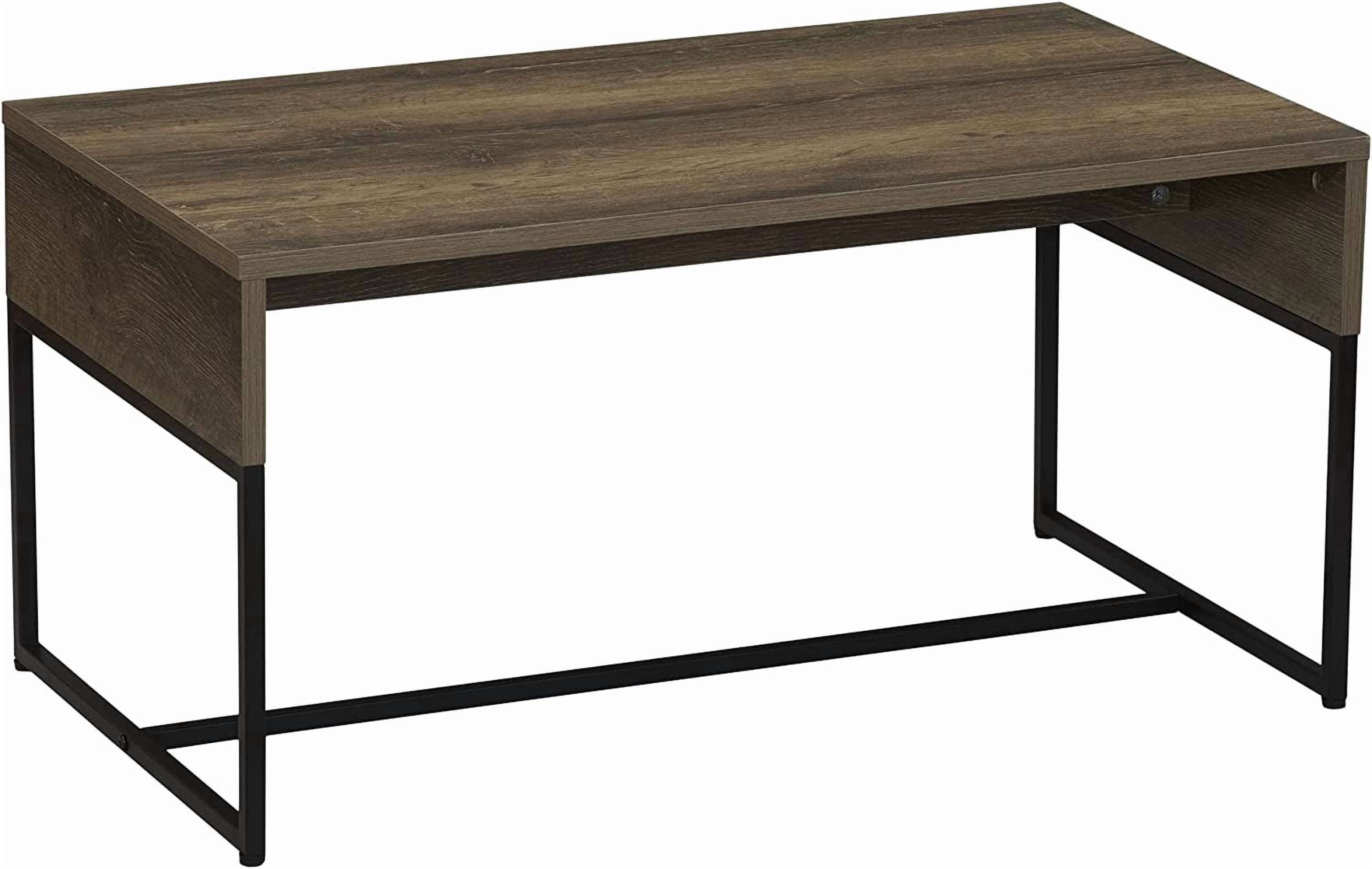 Ashwood Grain Coffee Table with Black Iron Base - Walmart.com