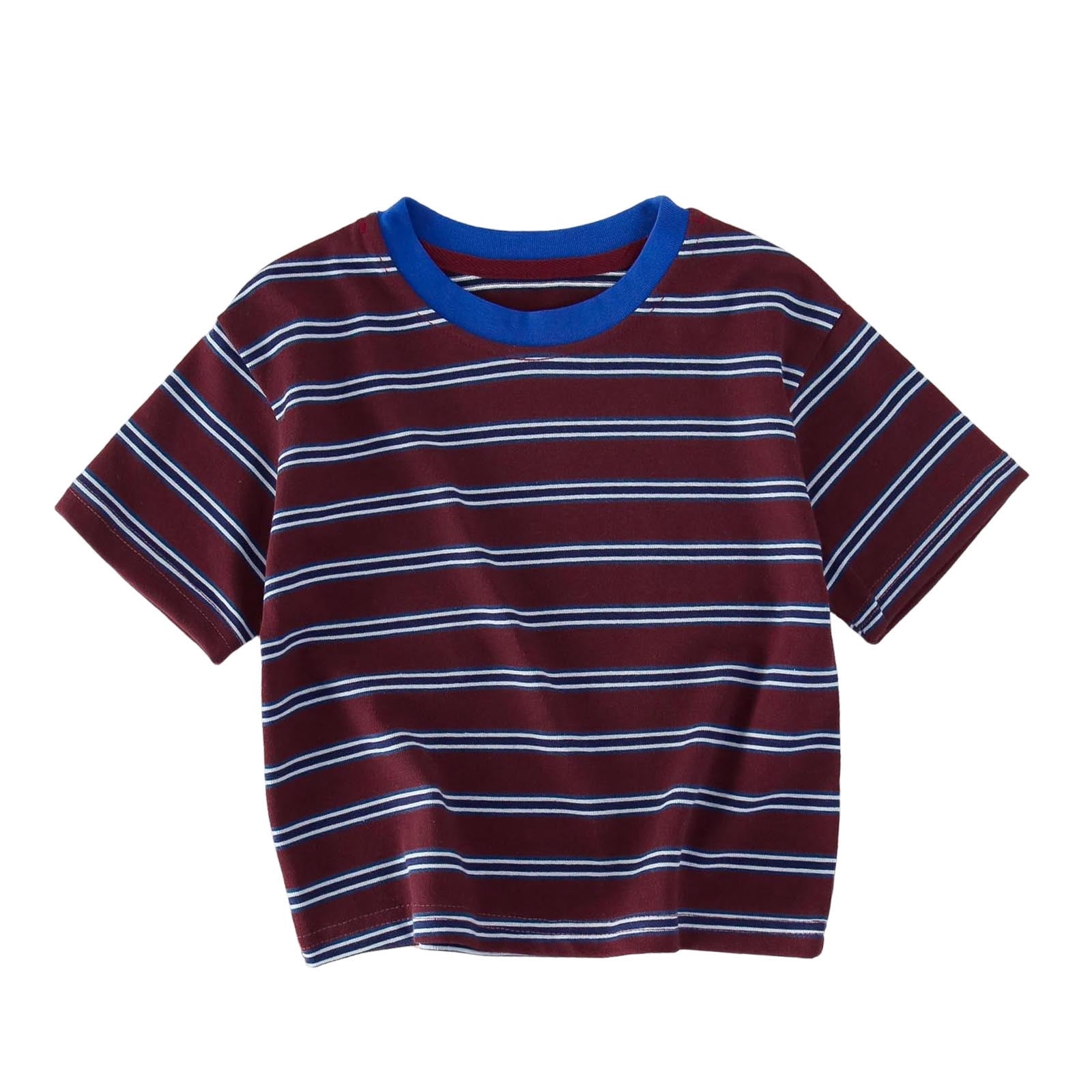 Ashyfjp Boys Casual Tops Relaxed Striped Short Sleeve Crew Neck Raglan ...