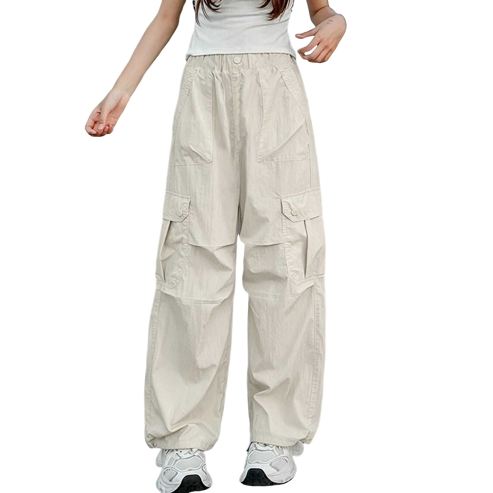 Ashyfjp Cargo Pants for Girls Casual Solid Color Lightweight Pants with ...