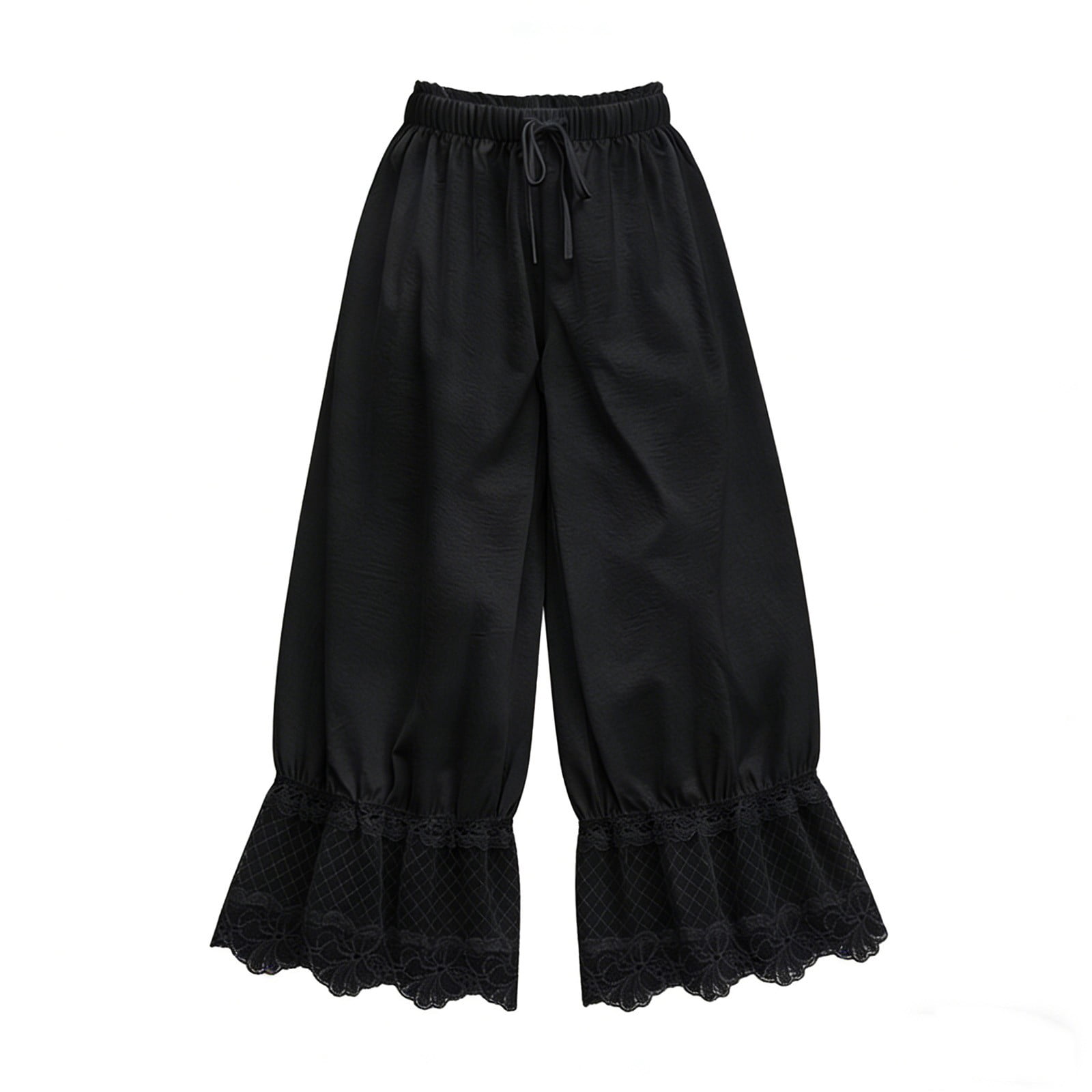 Ashyfjp Casual Cropped Jogger Pants for Women Solid Color Ruffle ...