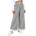 Ashyfjp Casual Pants for Girls Vertical Stripe Elastic Drawstring Waist ...