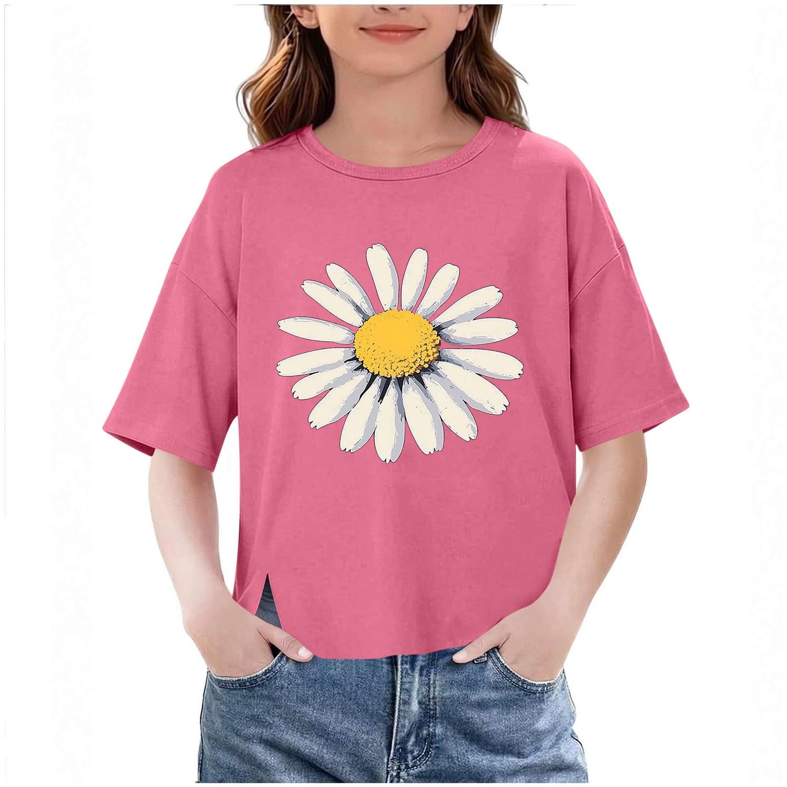 Ashyfjp Fashion Tops for Girls Casual Short Sleeve Crew Neck Tee with ...