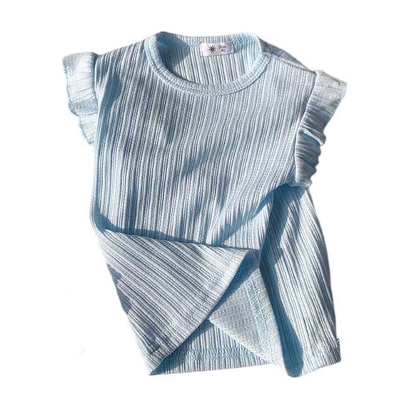 Ashyfjp Girls Basic Tops Casual Solid Color Sleeveless Crew Neck Ribbed ...