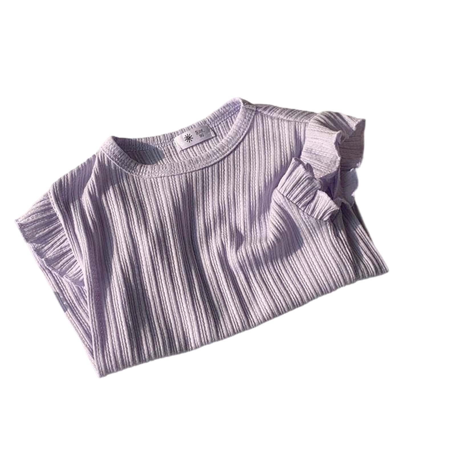 Ashyfjp Girls Basic Tops Casual Solid Color Sleeveless Crew Neck Ribbed ...