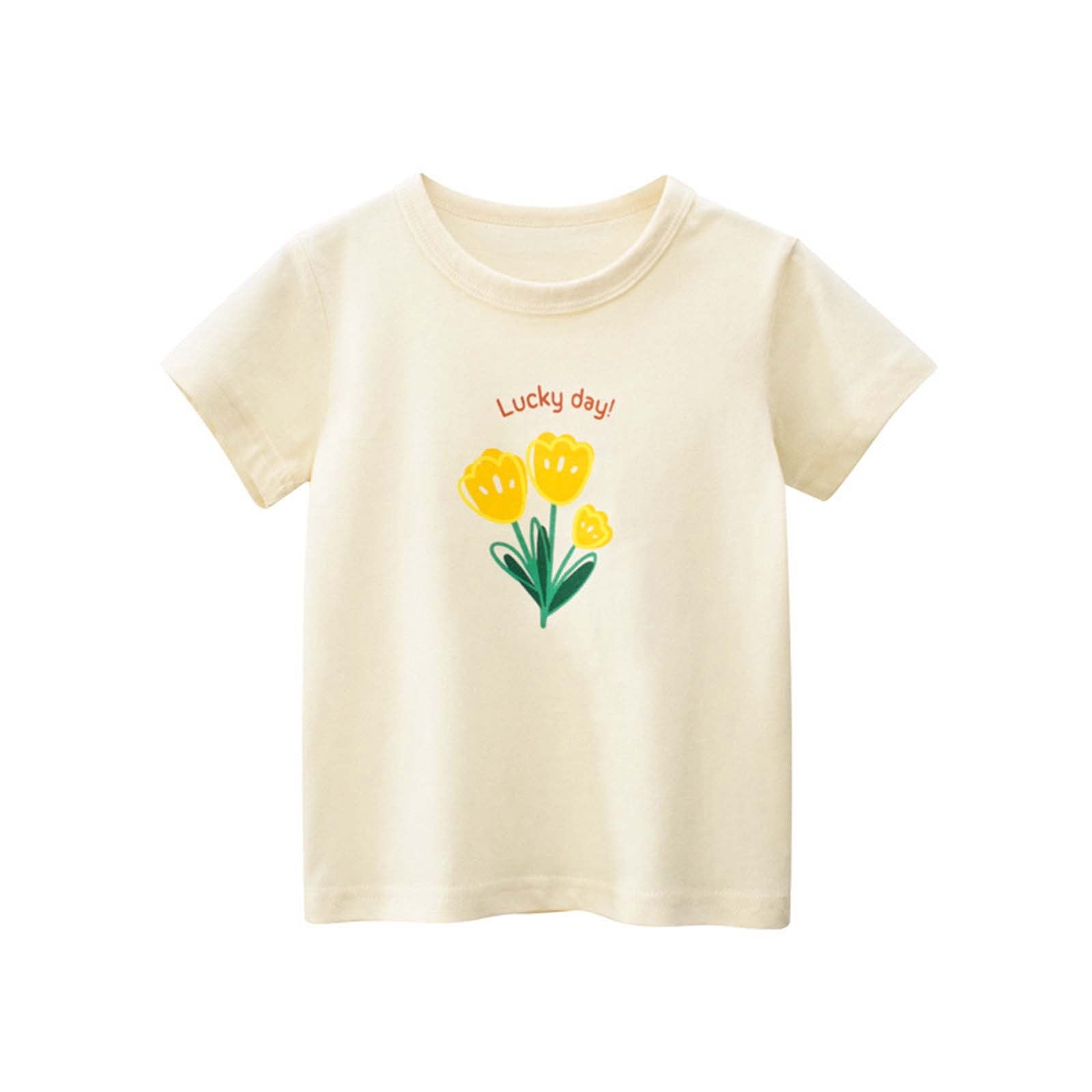 Ashyfjp Girls Casual Tees Trendy Solid Short Sleeve Round Neck T-Shirt ...