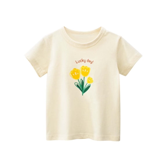 Ashyfjp Girls Casual Tees Trendy Solid Short Sleeve Round Neck T-Shirt ...
