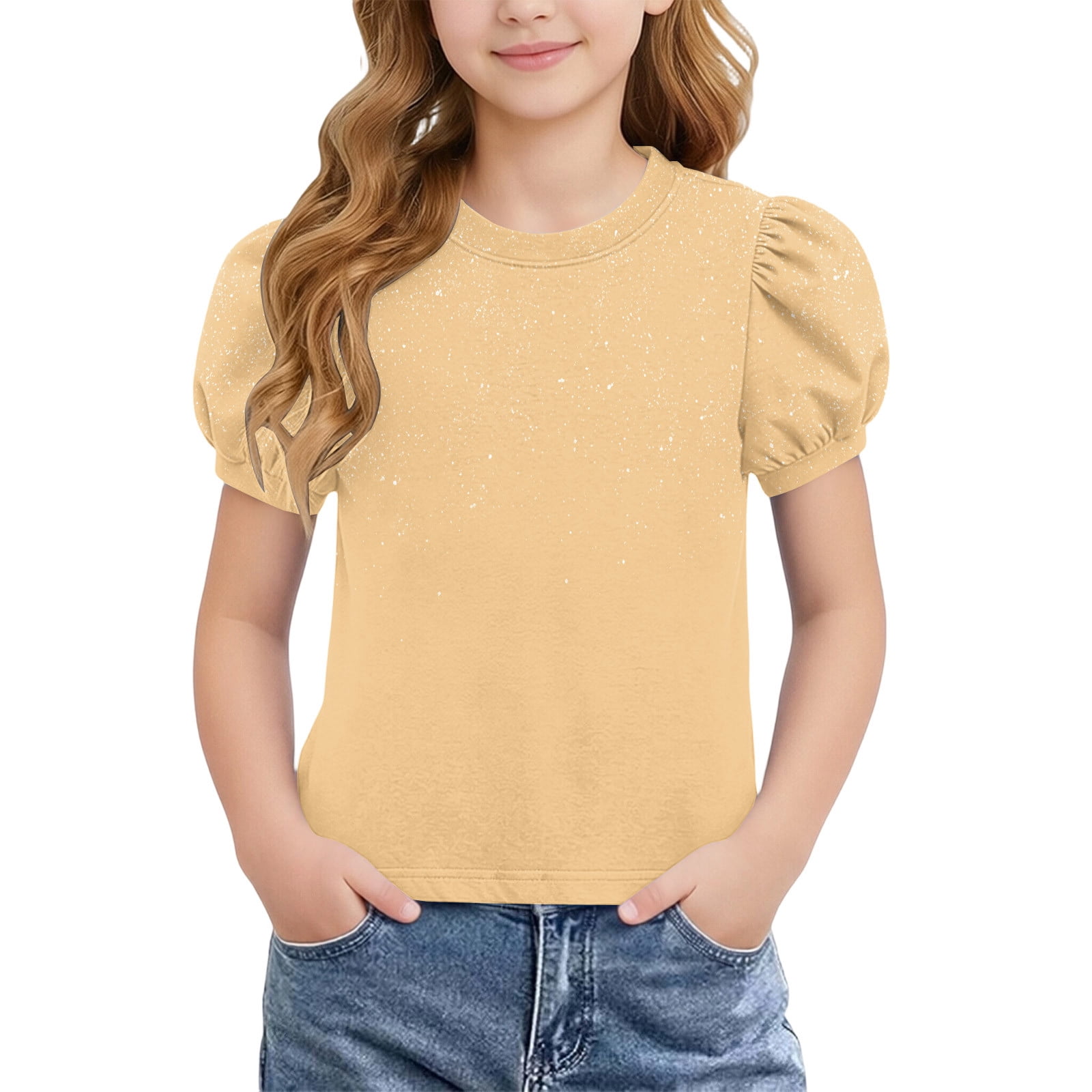 Ashyfjp Girls Summer Tops Casual Printed Short Sleeve Crew Neck Tee ...