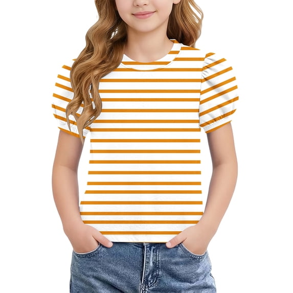 Ashyfjp Girls Summer Tops Casual Printed Short Sleeve Crew Neck Tee ...