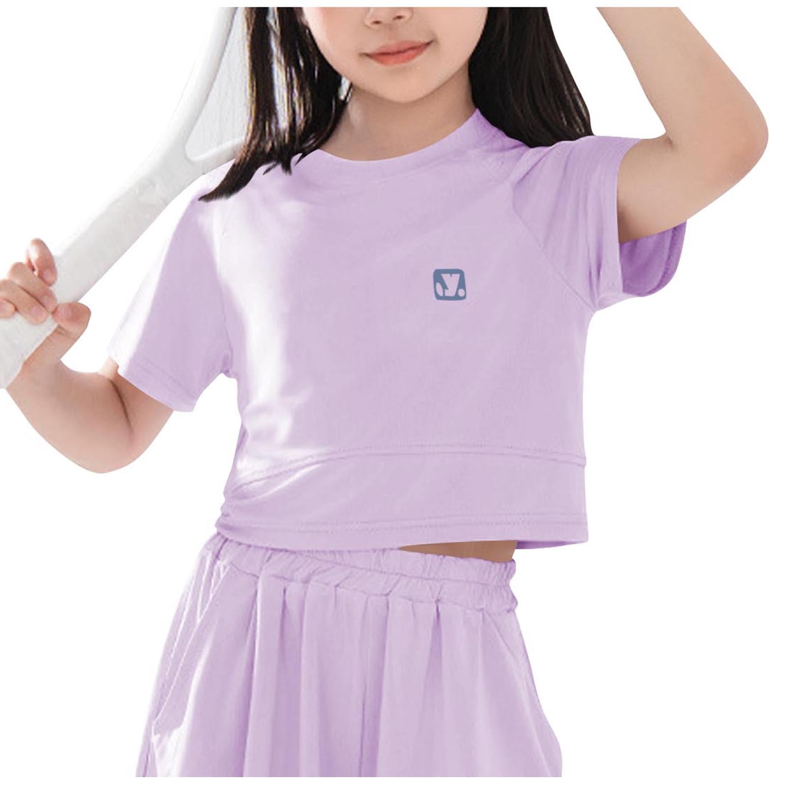 Ashyfjp Kids Blouses Casual Solid Color Short Sleeve Crew Neck Top with ...