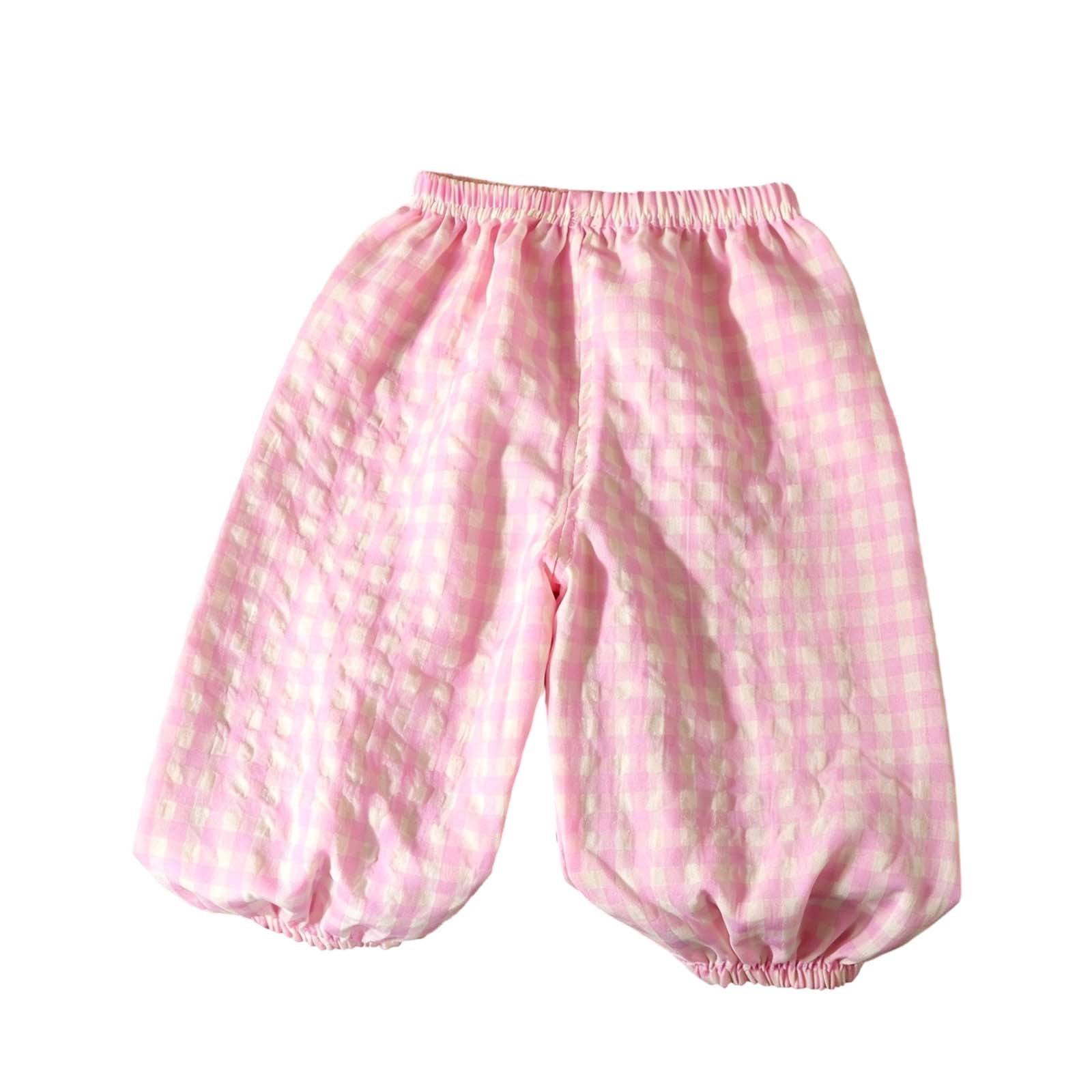 Ashyfjp Pants for Girls Check Print Elastic Waist Soft Comfortable ...