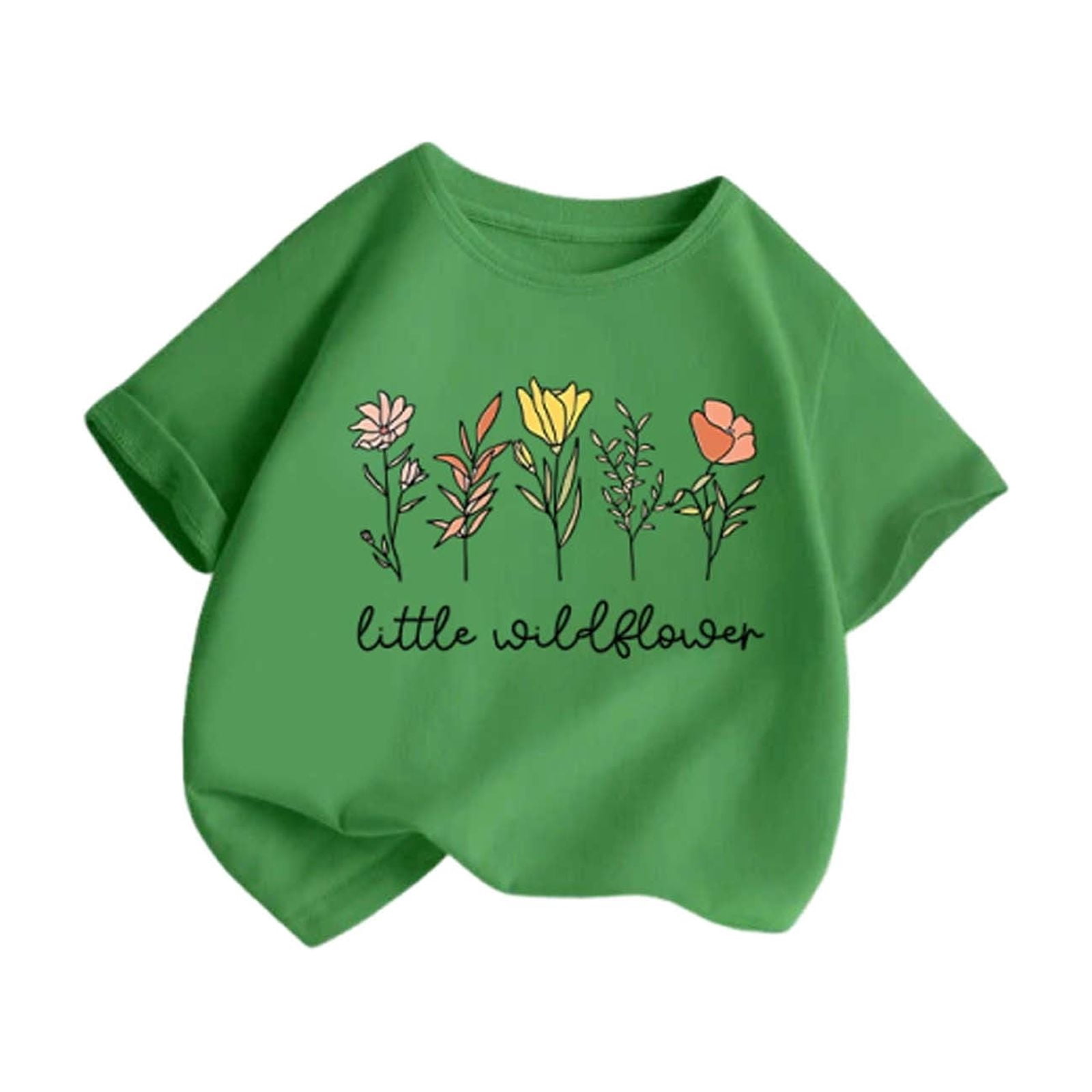 Ashyfjp Toddler Girls Tees Trendy Solid Color Short Sleeve Round Neck ...