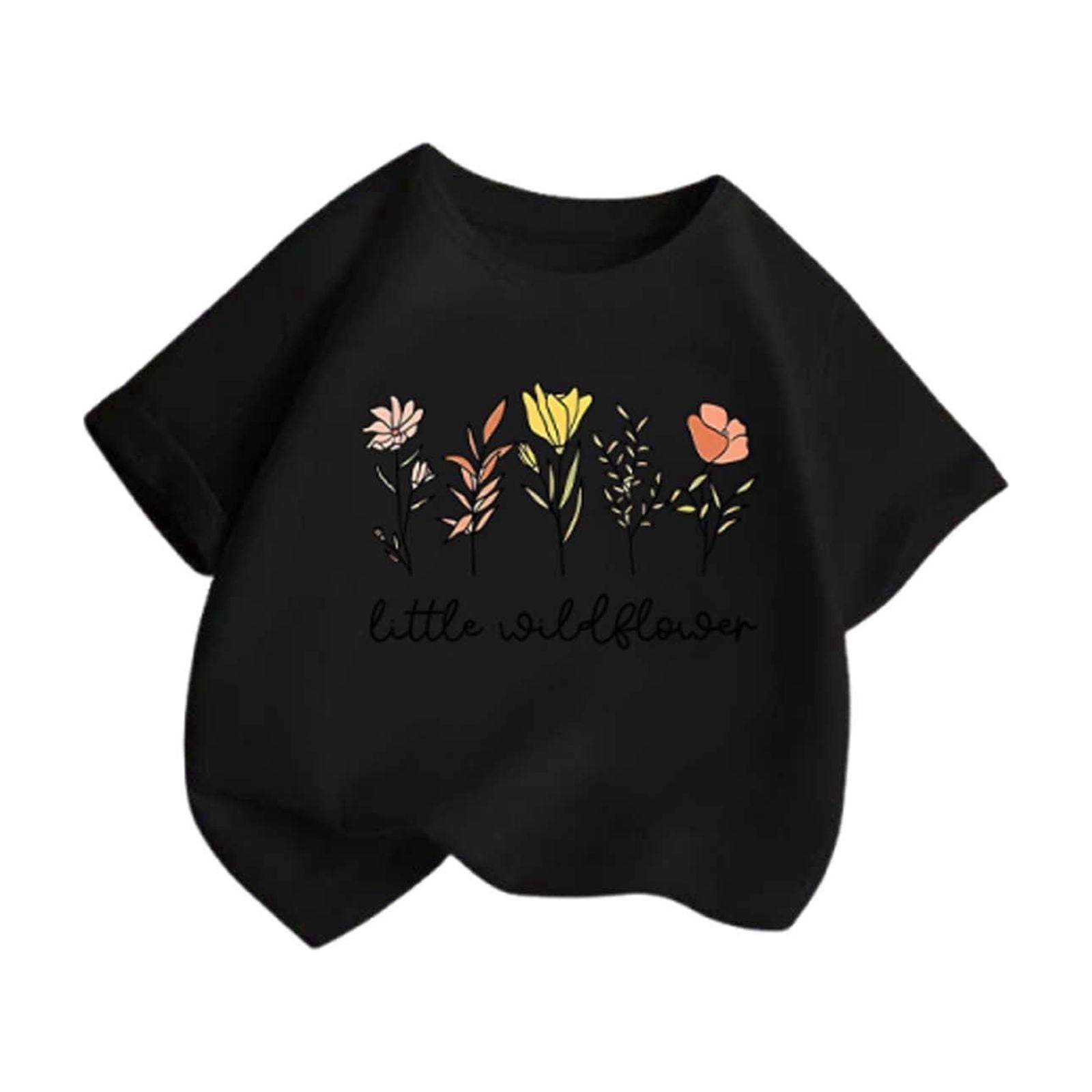Ashyfjp Toddler Girls Tees Trendy Solid Color Short Sleeve Round Neck ...