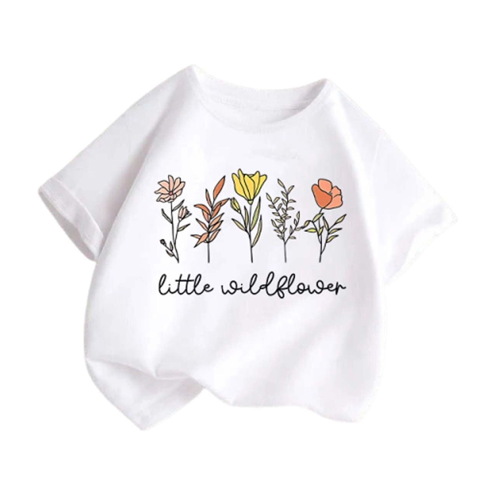 Ashyfjp Toddler Girls Tees Trendy Solid Color Short Sleeve Round Neck ...