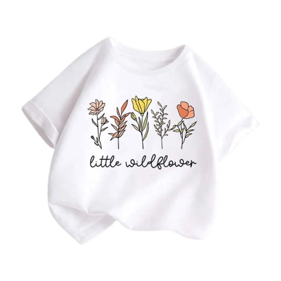 Ashyfjp Toddler Girls Tees Trendy Solid Color Short Sleeve Round Neck ...
