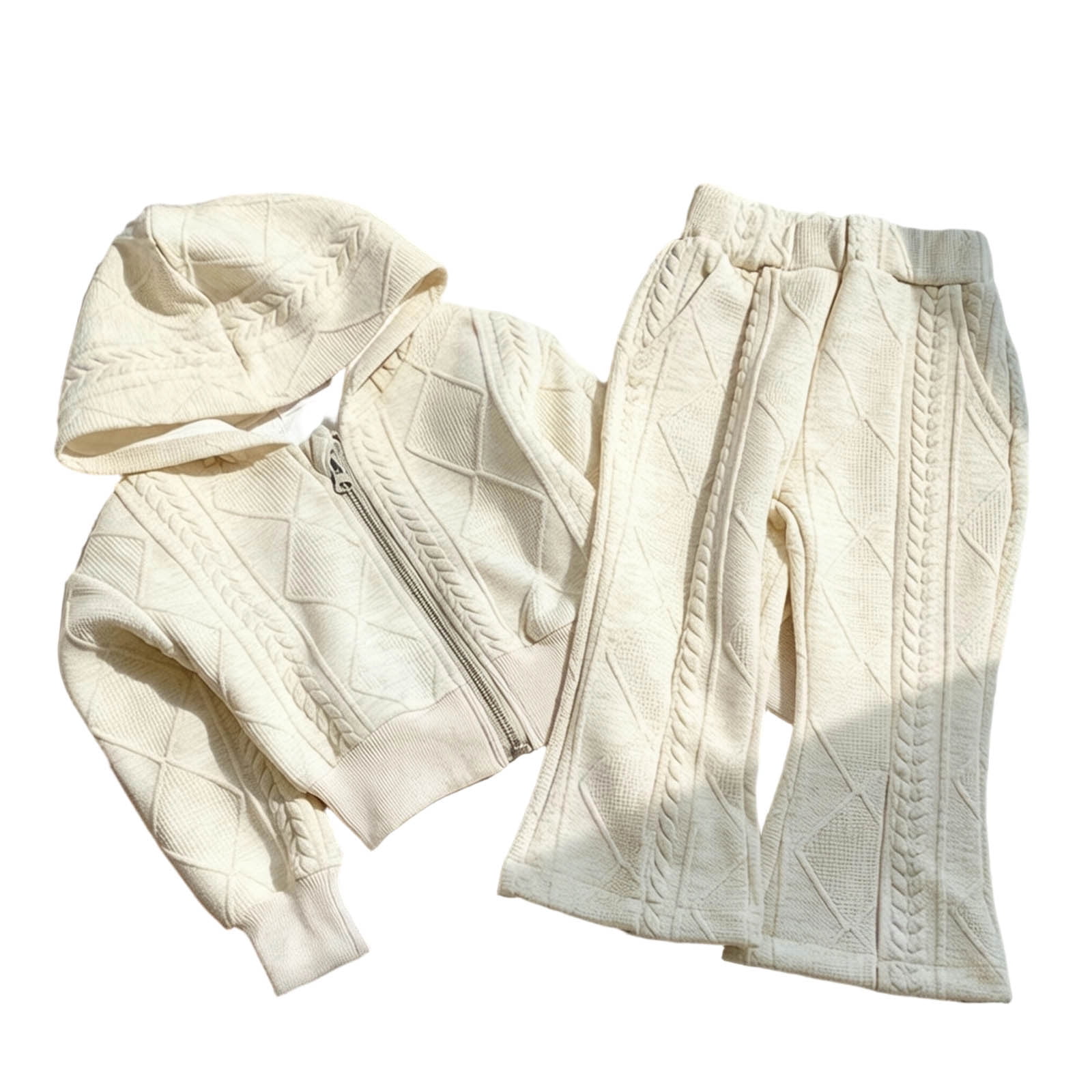 Ashyfjp Toddler Solid Matching Set Diamond Embossed Full Zip Hooded ...