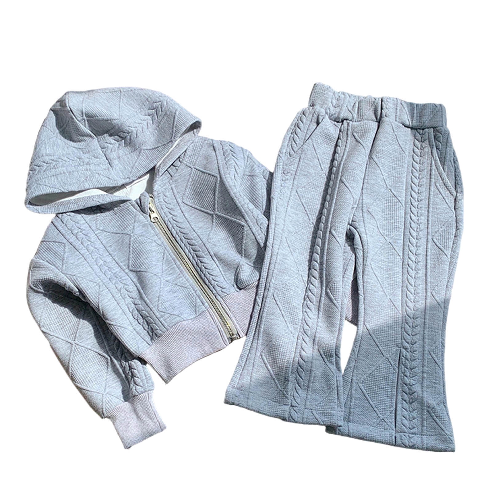 Ashyfjp Toddler Solid Matching Set Diamond Embossed Full Zip Hooded ...