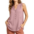 Ashyfjp Womens Blouses Trendy Solid Color Sleeveless Notch Neck Top ...