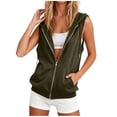 Ashyfjp Womens Hooded Vests Fashion Solid Color Sleeveless Zip-Up Vest ...