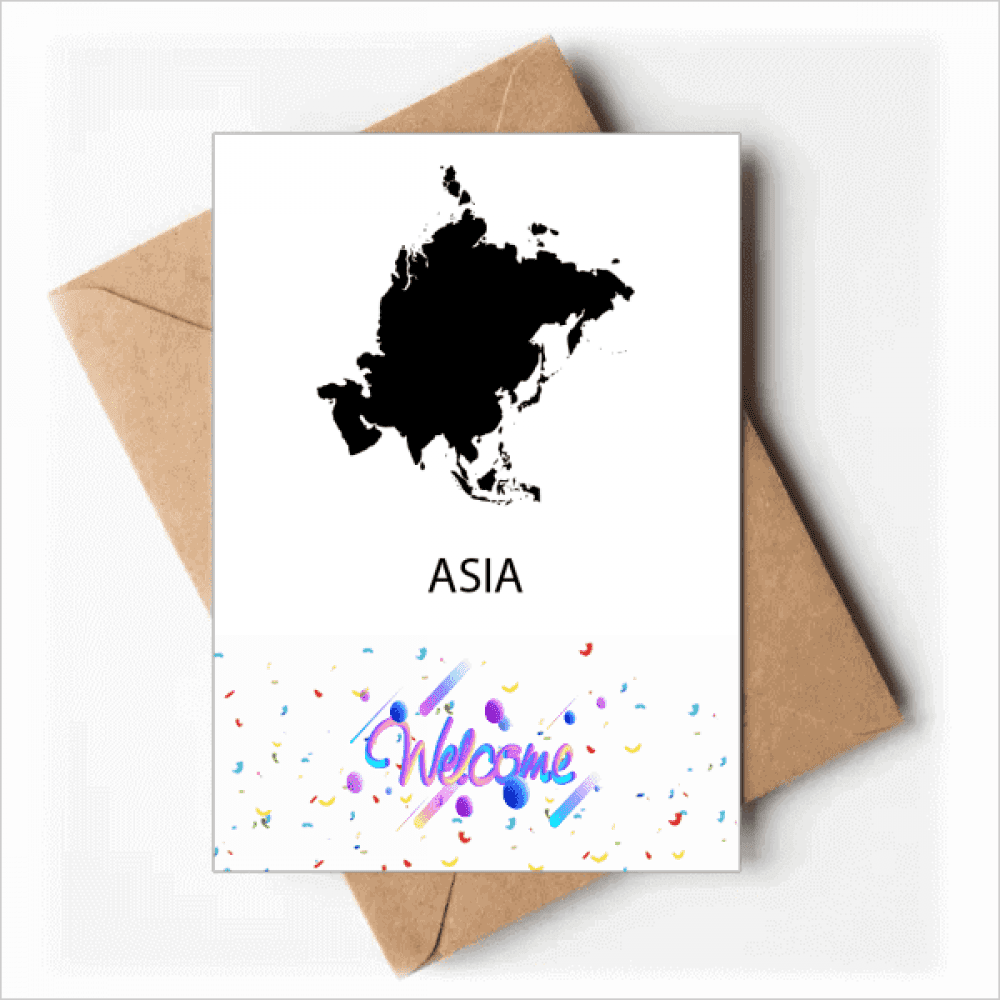 Asia Continent Outline Outline Map Welcome Back Greeting Cards ...