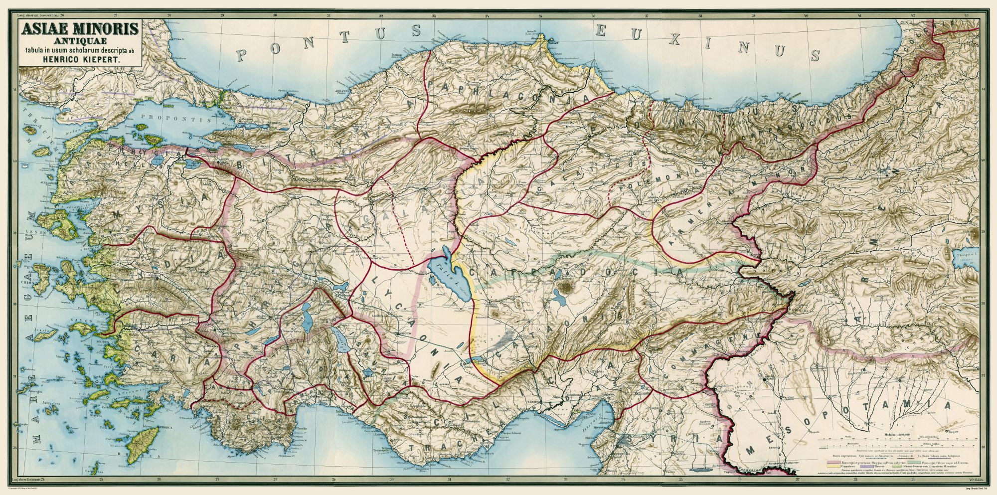 Historic Map - Asia Minor Ancient - Kiepert 1888 - 46.33 x 23 - Vintage ...