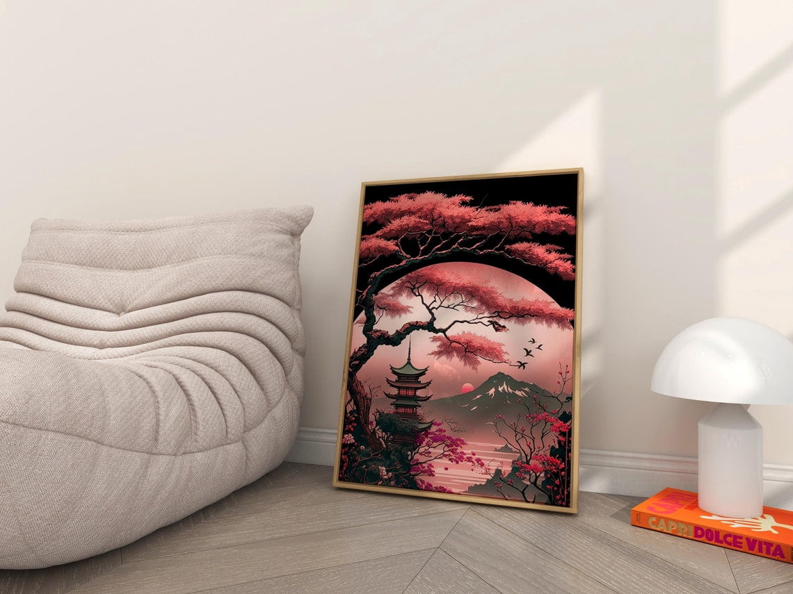 Asia Mountain Fuji Japan Mt Decor Cherry Blossom Legend Sign, Unframed ...