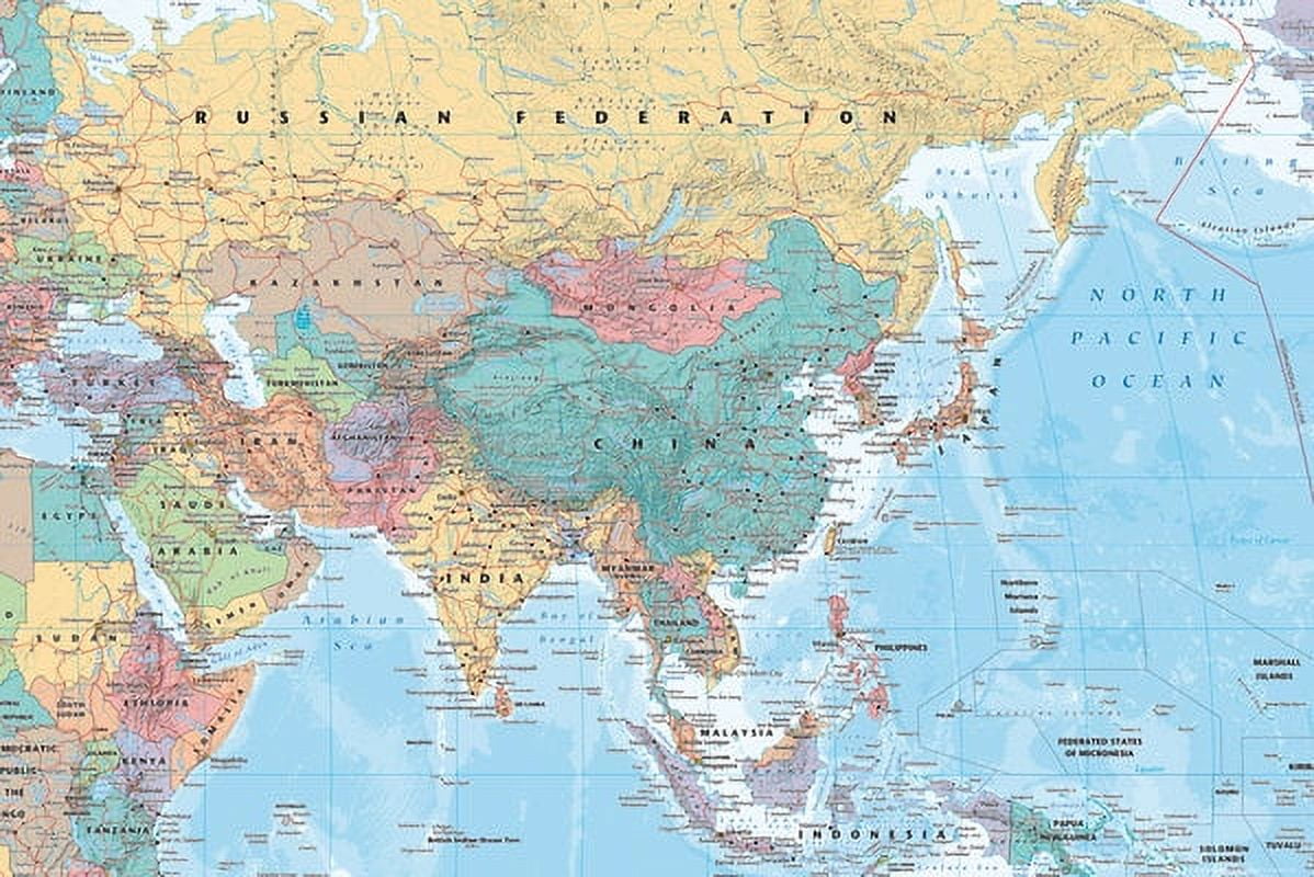 Asia and Middle East Map Poster (24 x 36) - Walmart.com