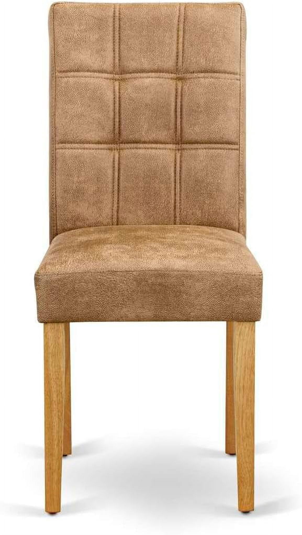 Asian Allure Parson Dining Chairs, Brown Textured Faux Leather Seat ...