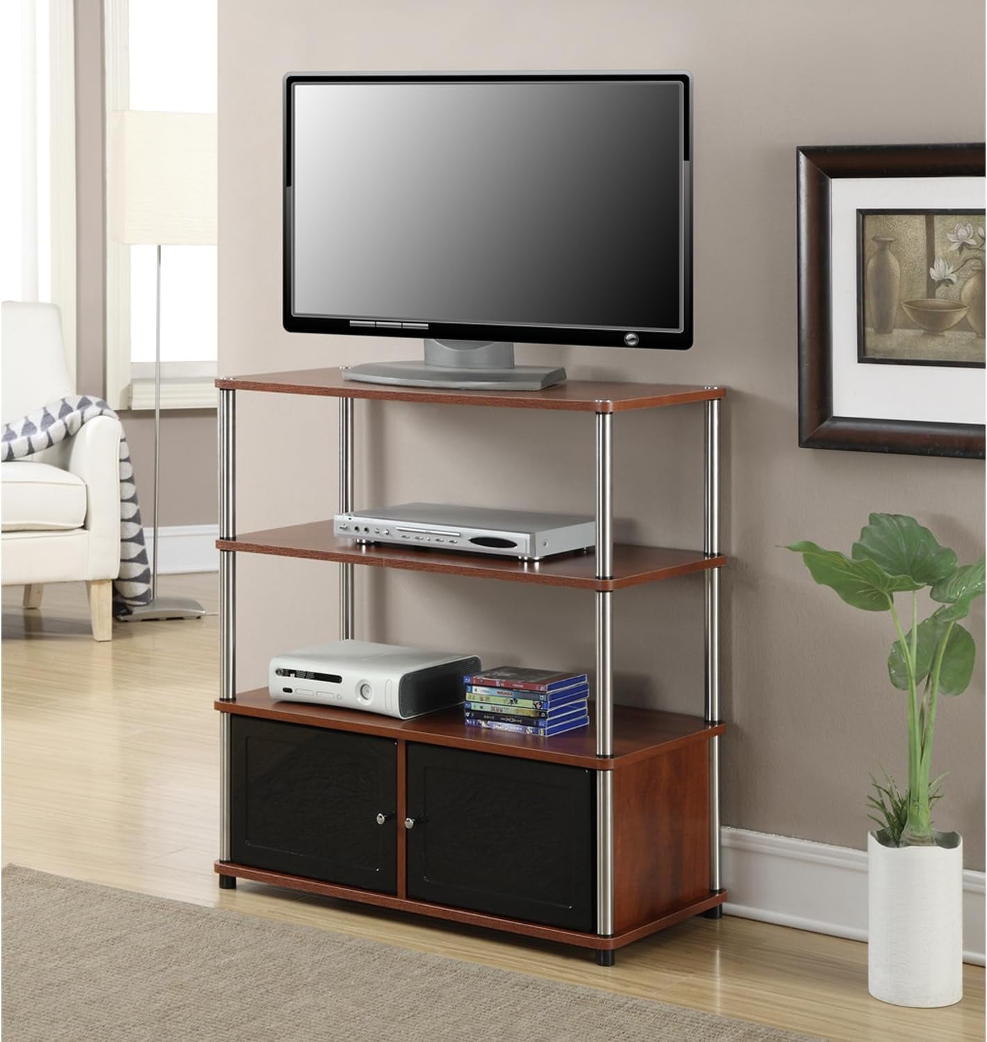 Asian Allure TV Stand, Perfect for Any Decor with 3 Tiers and Enclosed ...