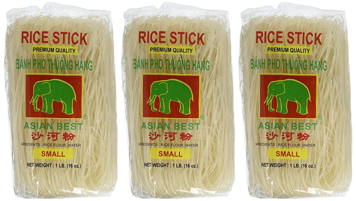 Asian Best Premium Thai Uncooked Rice Stick Noodle, 16 oz (3 Pack ...