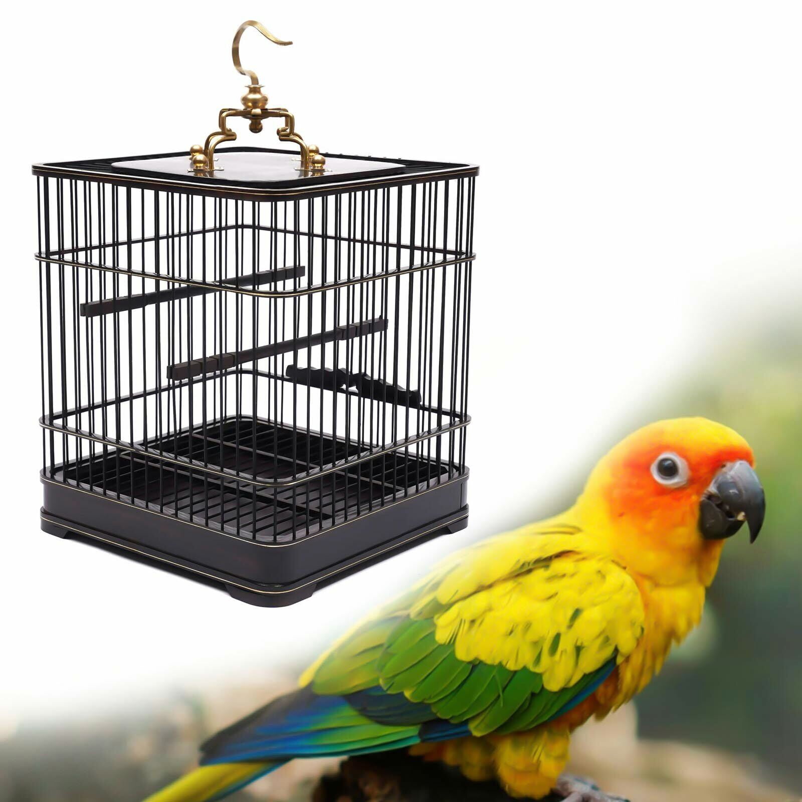 Asian Bird Cage Solid Square Wood vintage Chinese Wooden Pet Nest Home ...