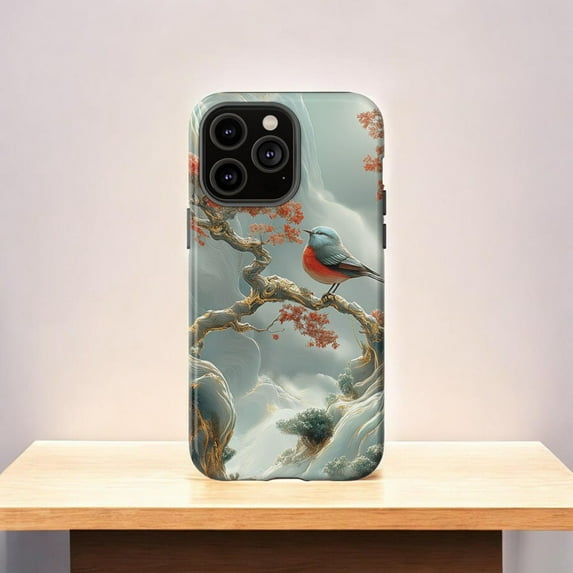 Asian Bird Wintery Mountain Tree Scenery Phone Case 17 16 15 14 13 12 ...
