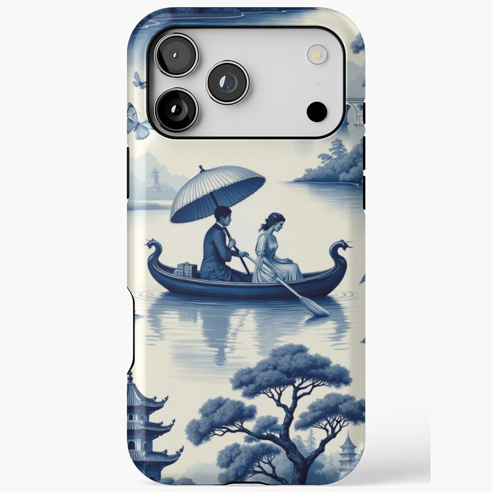 Asian Blue White Floral Art Case for iPhone 11 12 13 14 15 16 17 Pro ...
