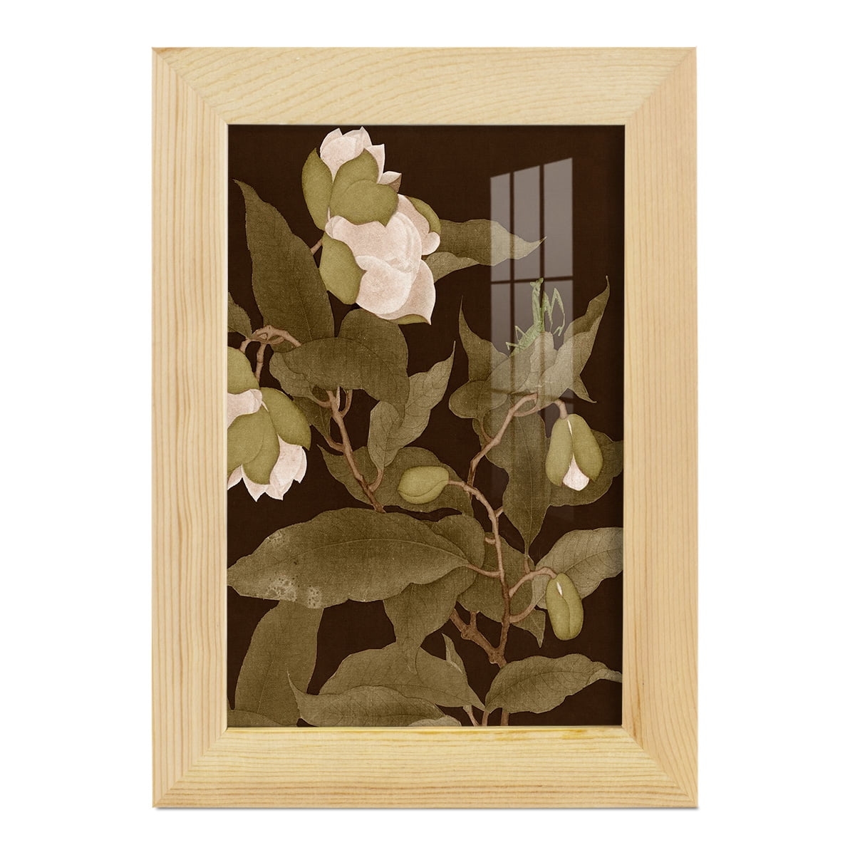 Asian Brocade I - Framed Print w/glass - Natural Wood - Walmart.com