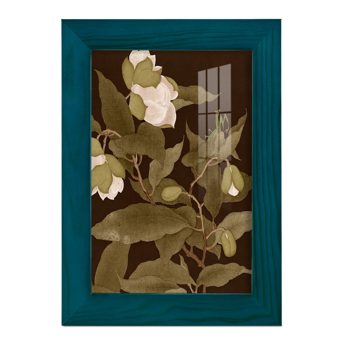 Asian Brocade I - Framed Print w/glass - Ocean Blue - Walmart.com