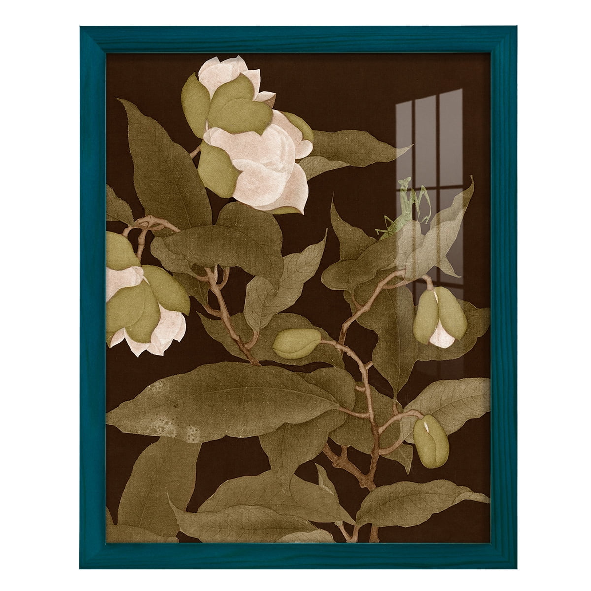 Asian Brocade I - Framed Print w/glass - Ocean Blue - Walmart.com