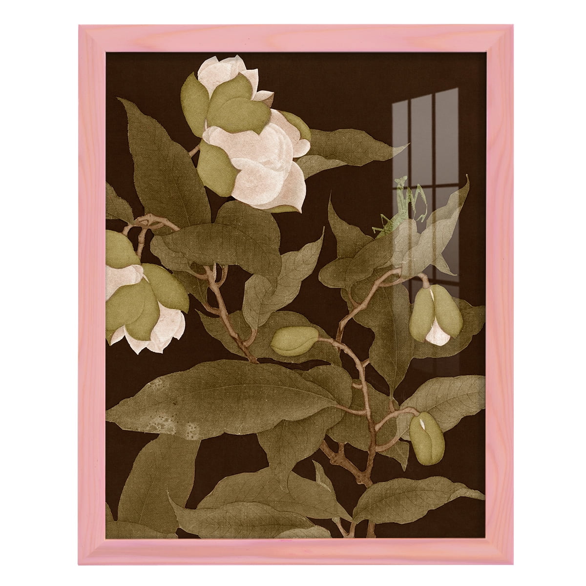 Asian Brocade I - Framed Print w/glass - Sunset Pink - Walmart.com