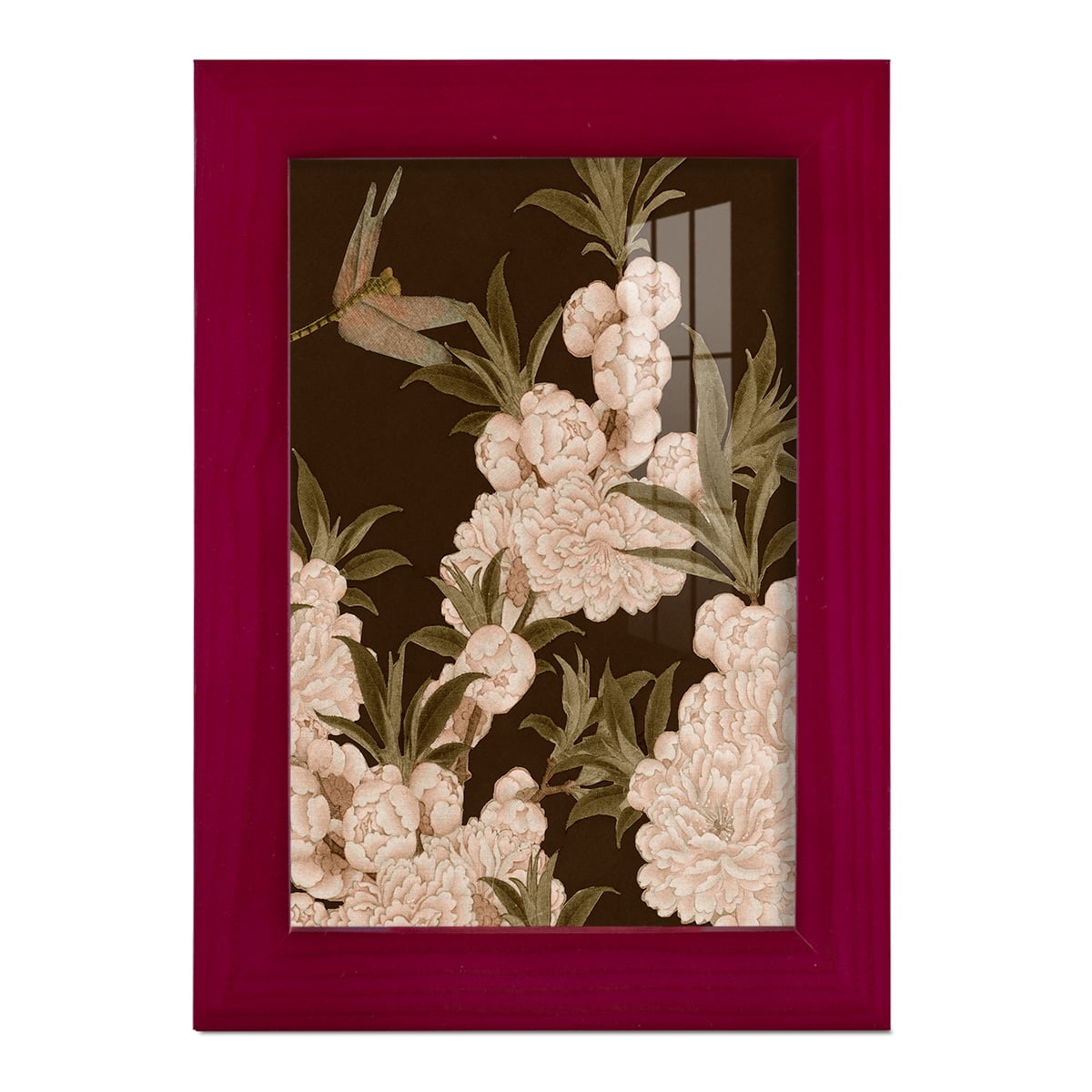 Asian Brocade III - Framed Print w/glass - Cherry Red - Walmart.com