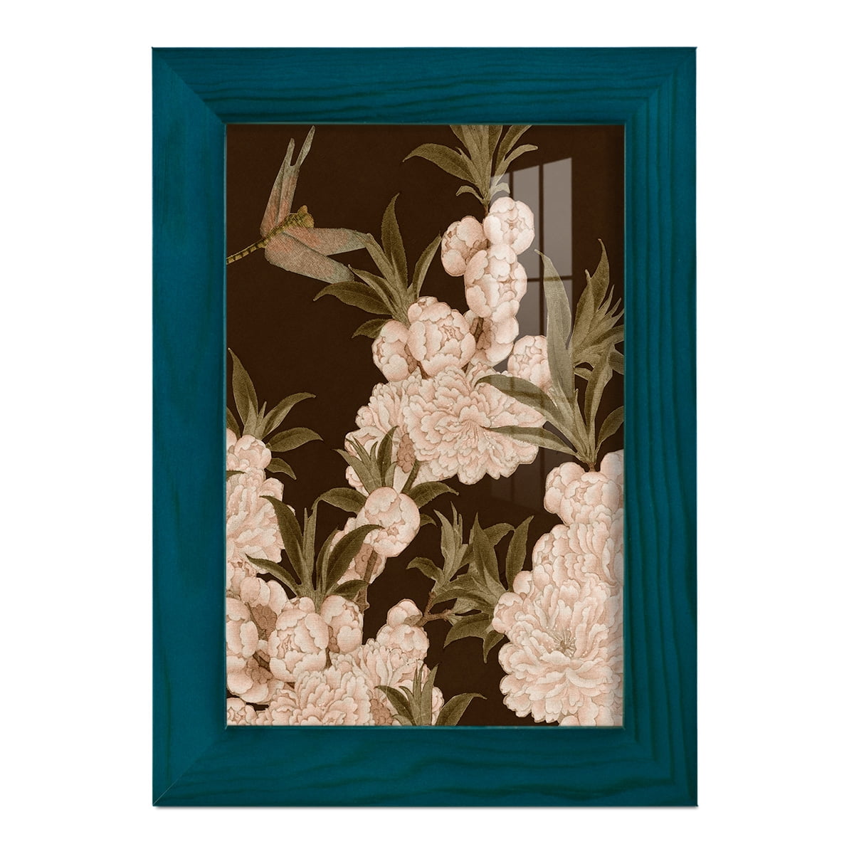 Asian Brocade III - Framed Print w/glass - Ocean Blue - Walmart.com