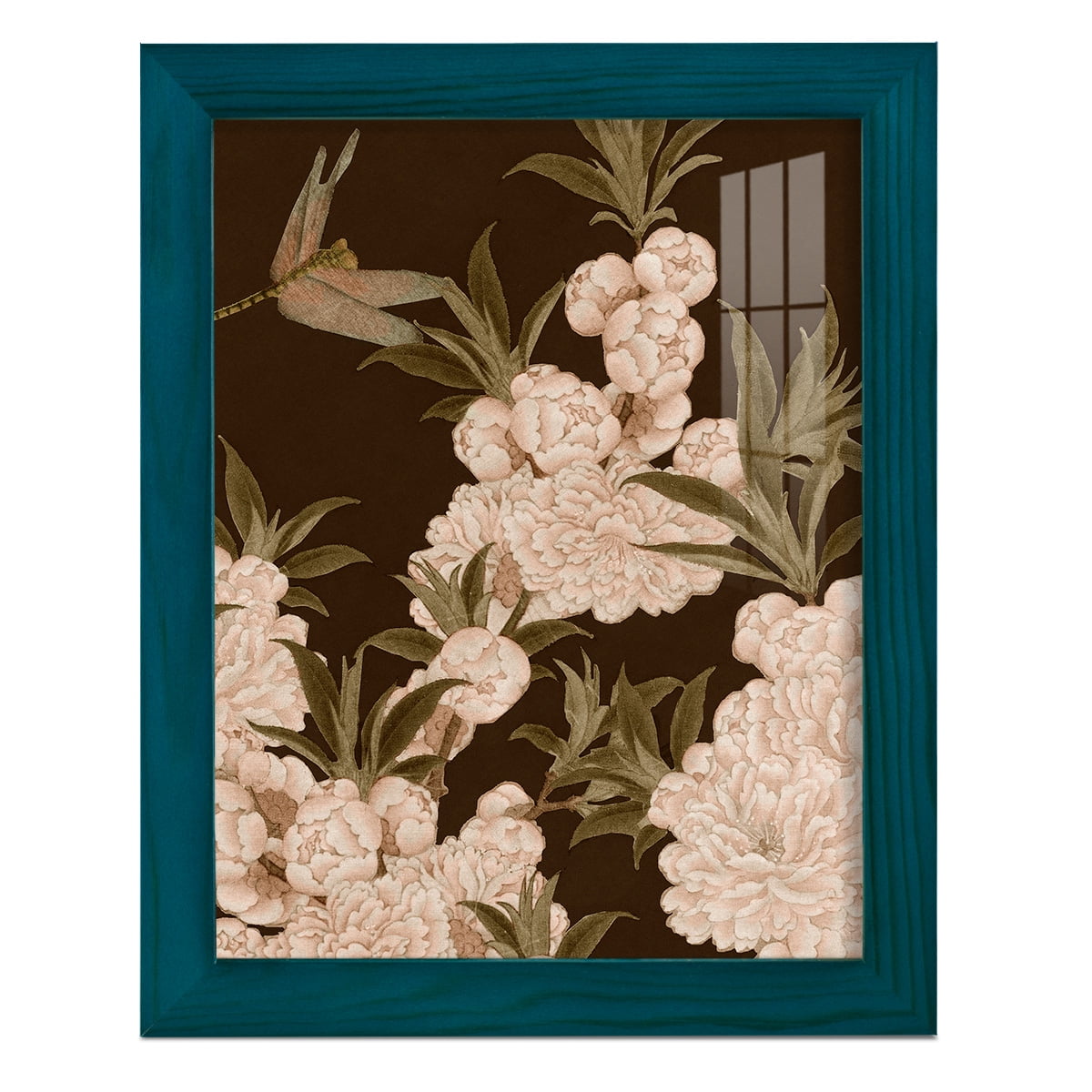 Asian Brocade III - Framed Print w/glass - Ocean Blue - Walmart.com