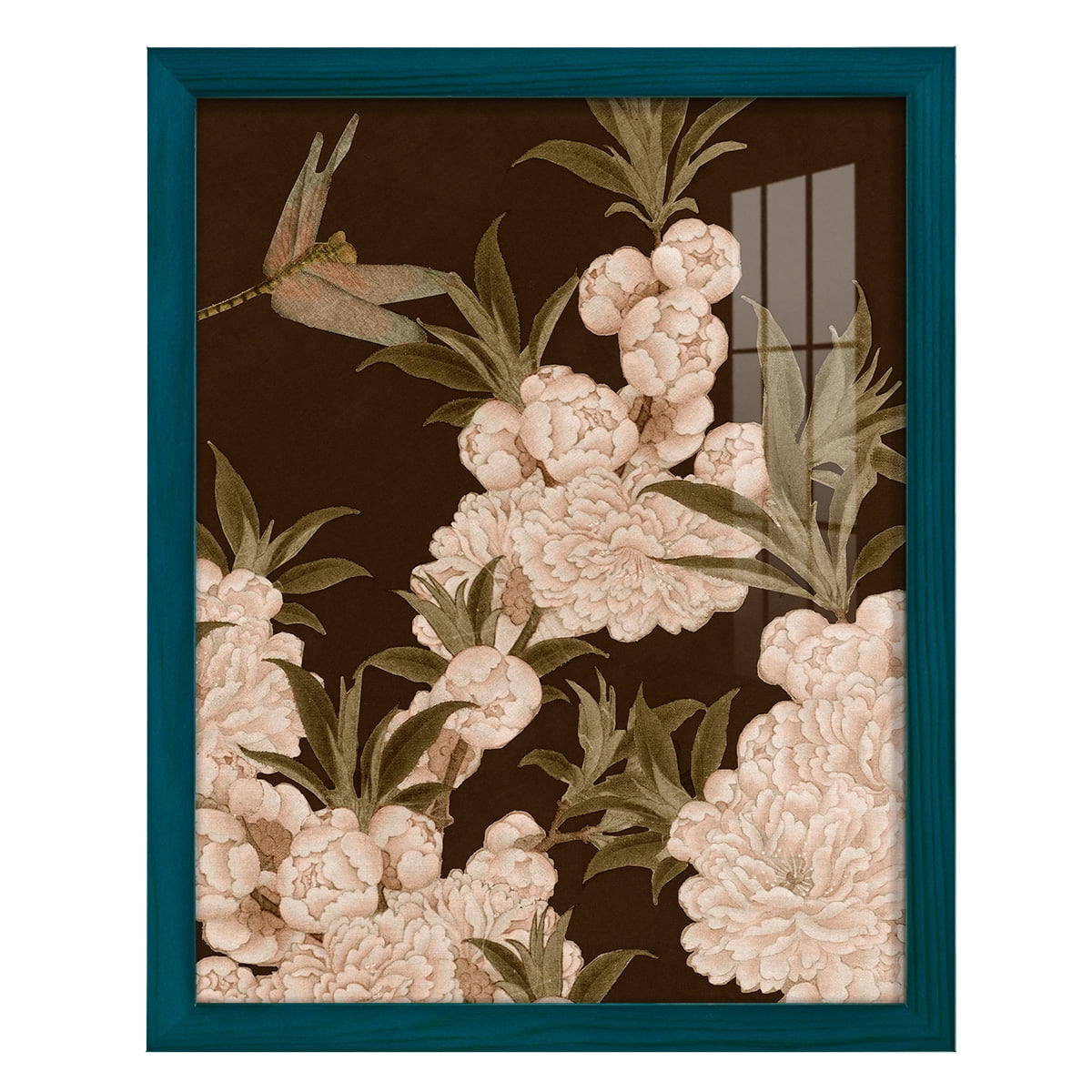 Asian Brocade III - Framed Print w/glass - Ocean Blue - Walmart.com