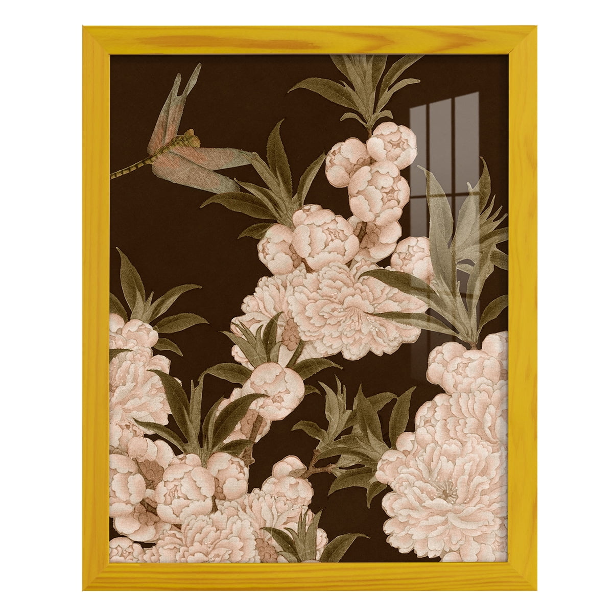 Asian Brocade III - Framed Print w/glass - Sunflower Yellow - Walmart.com