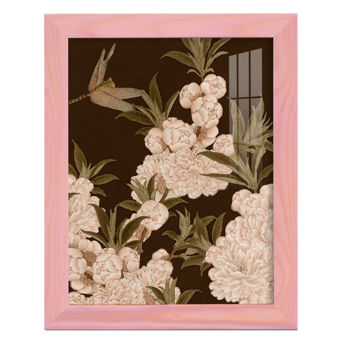 Asian Brocade III - Framed Print w/glass - Sunset Pink - Walmart.com