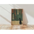 Asian Cat Silhouette Minimalist Calligraphy Scroll Green Beige Poster ...