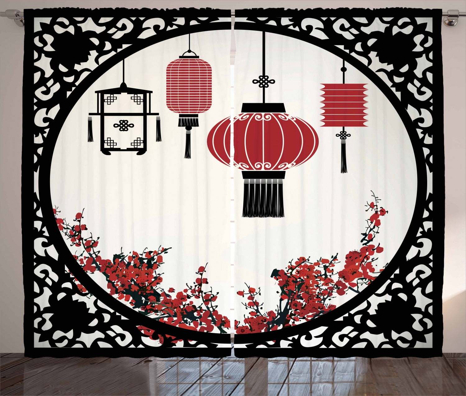 Ambesonne Ethnic Curtains 2 Panel Set, Ornate Folkloric Graphic, 108" x ...